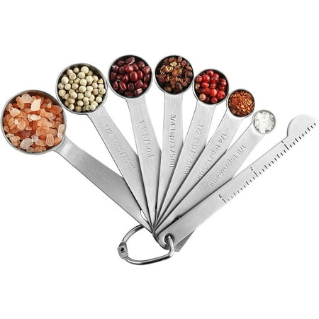 EAYY - Round Stainless Steel Measuring Spoons with Handy Leveler, Easy ...