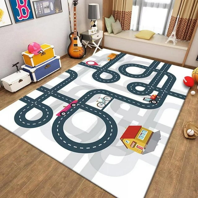 Kids Carpet Playmat Rug, Fun Carpet City Map for Hot Wheels Track ...