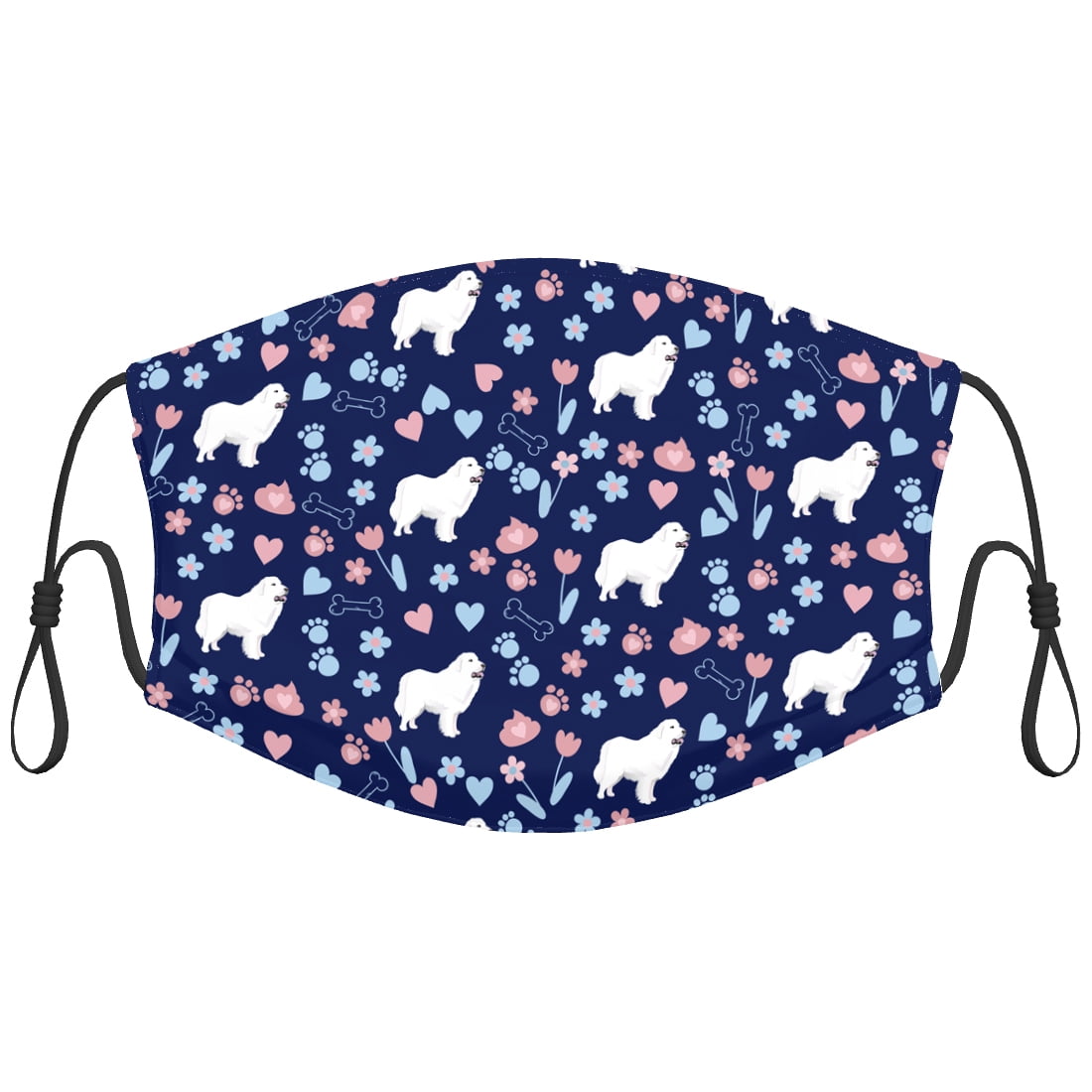 Cute Great Pyrenees Dog Graphic Printed Cloth Face Masks Reusable ...
