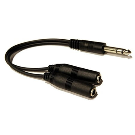 9 Inch Long 1/4 Inch TRS Stereo Male to 2 X 1/4 Inch TRS Stereo Female ...