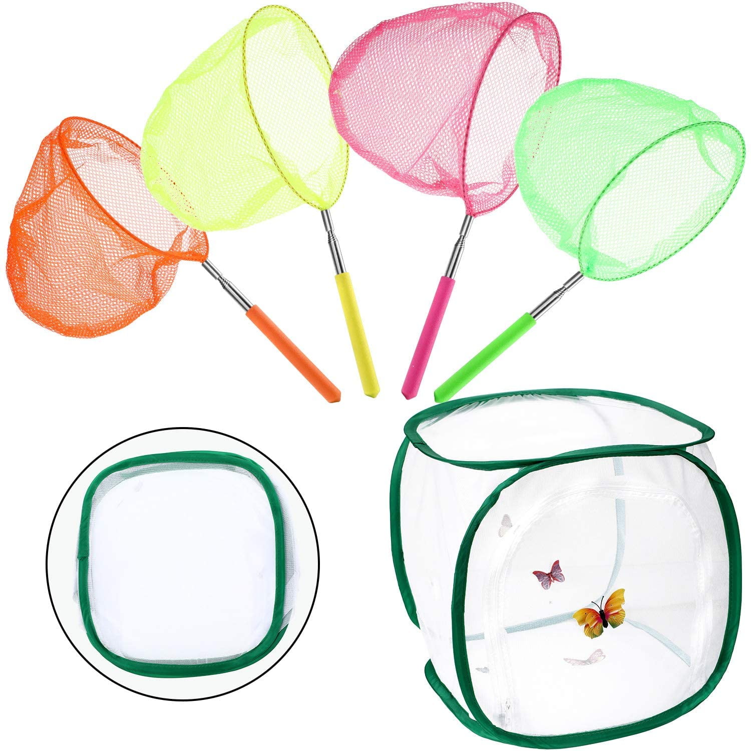 4 Pieces Butterfly Catching Net Telescopic Butterfly Net Extendable ...