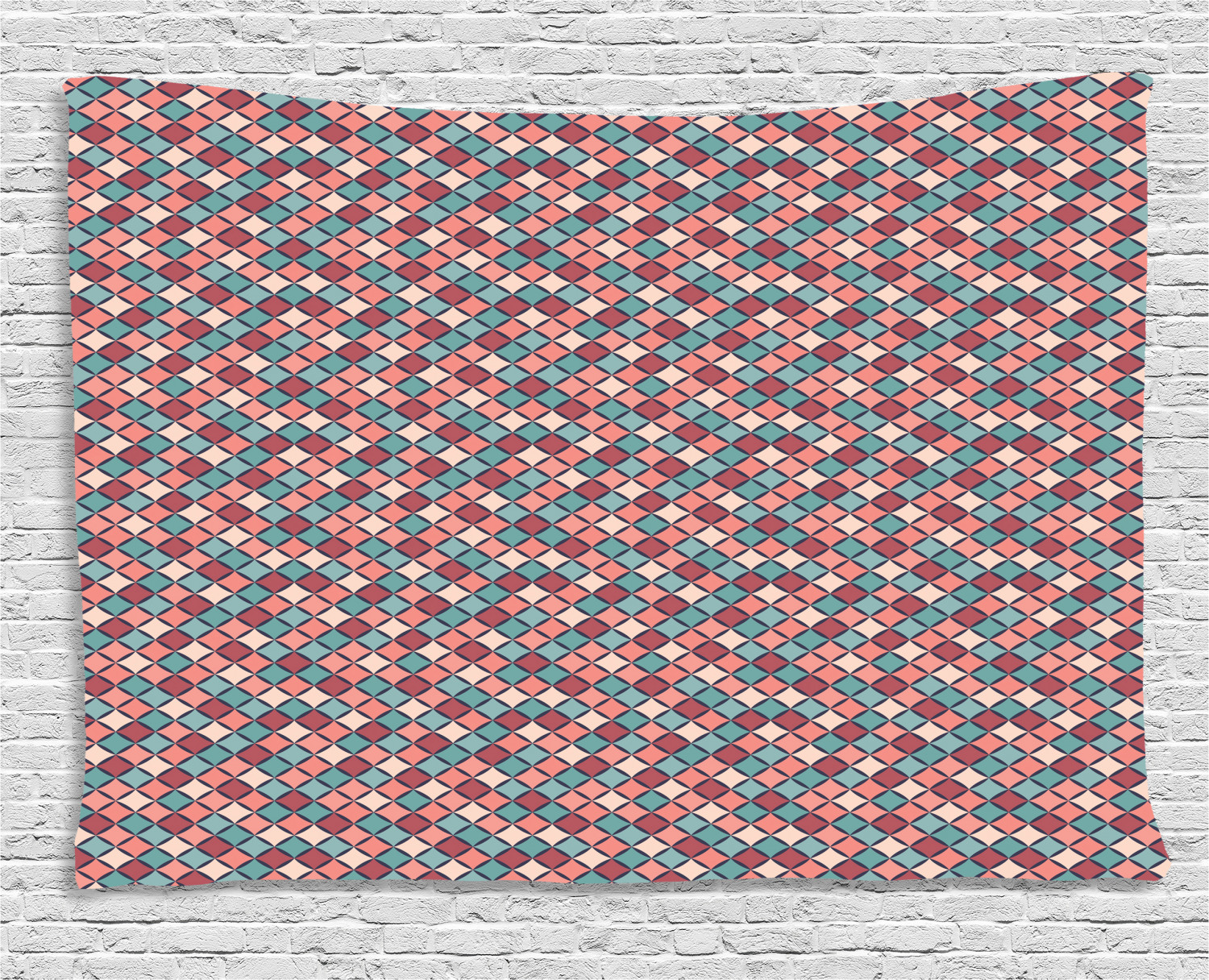 Geometric Tapestry, Retro Style Checkered Pattern Hipster Mosaic Boho ...