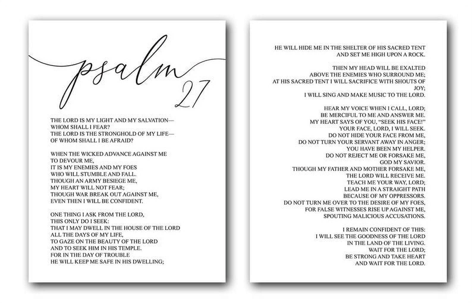 Psalm 27, Bible Verse, Set of 2 Poster Prints, Christian Home Wall Art ...