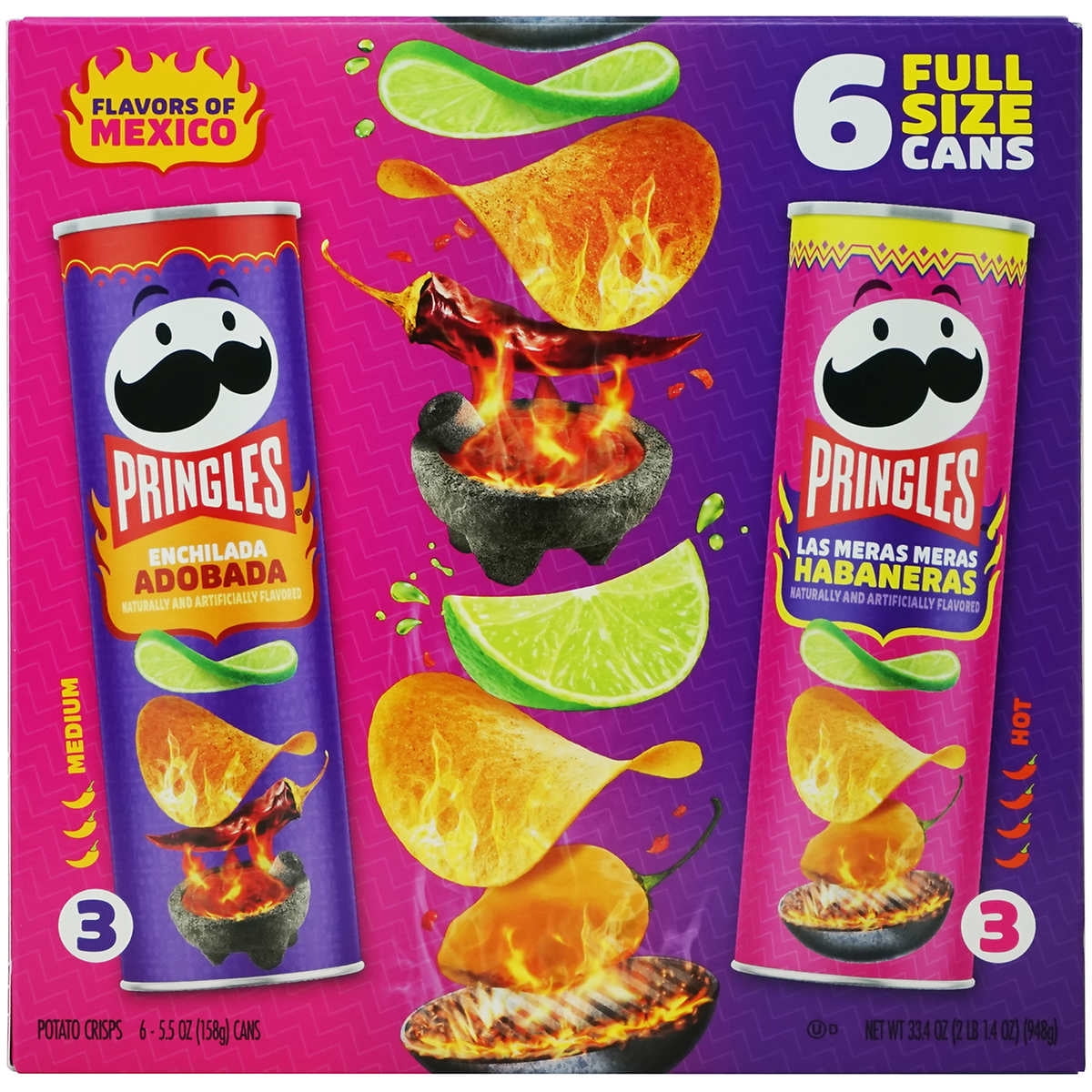 Pringles Potato Crisps, Flavors of Mexico, Variety Pack, 5.5 oz, 6 ct ...