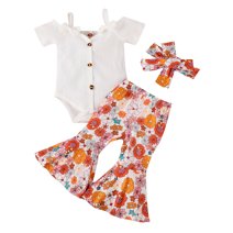 Cute Newborn Baby Girls Cotton Tops Romper Floral Pants 3Pcs Outfits Set Clothes - Walmart.com