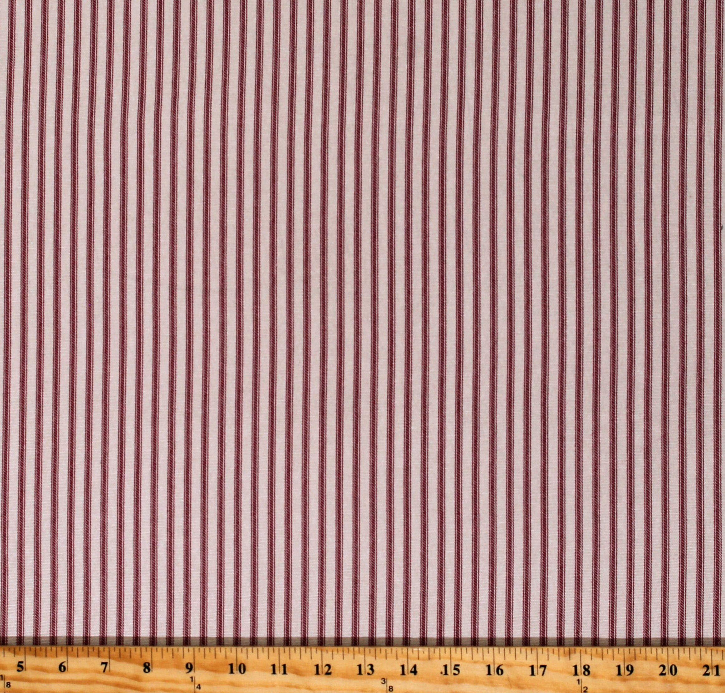 Ticking Stripe Dark Red Stripes on Natural 56" Wide Cotton Home Decor ...