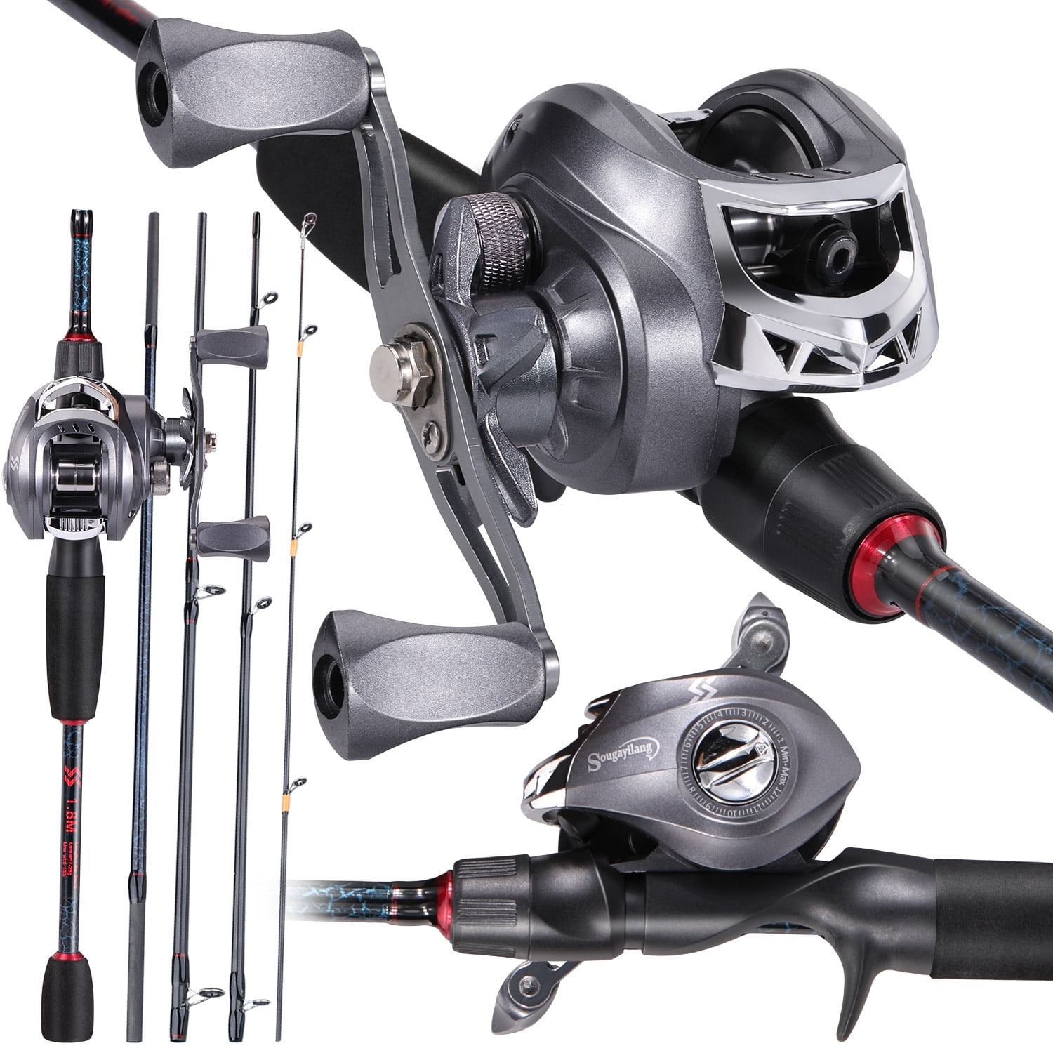 Sougayilang Baitcast Rod and Reel Combo with Casting Fishing Pole ...