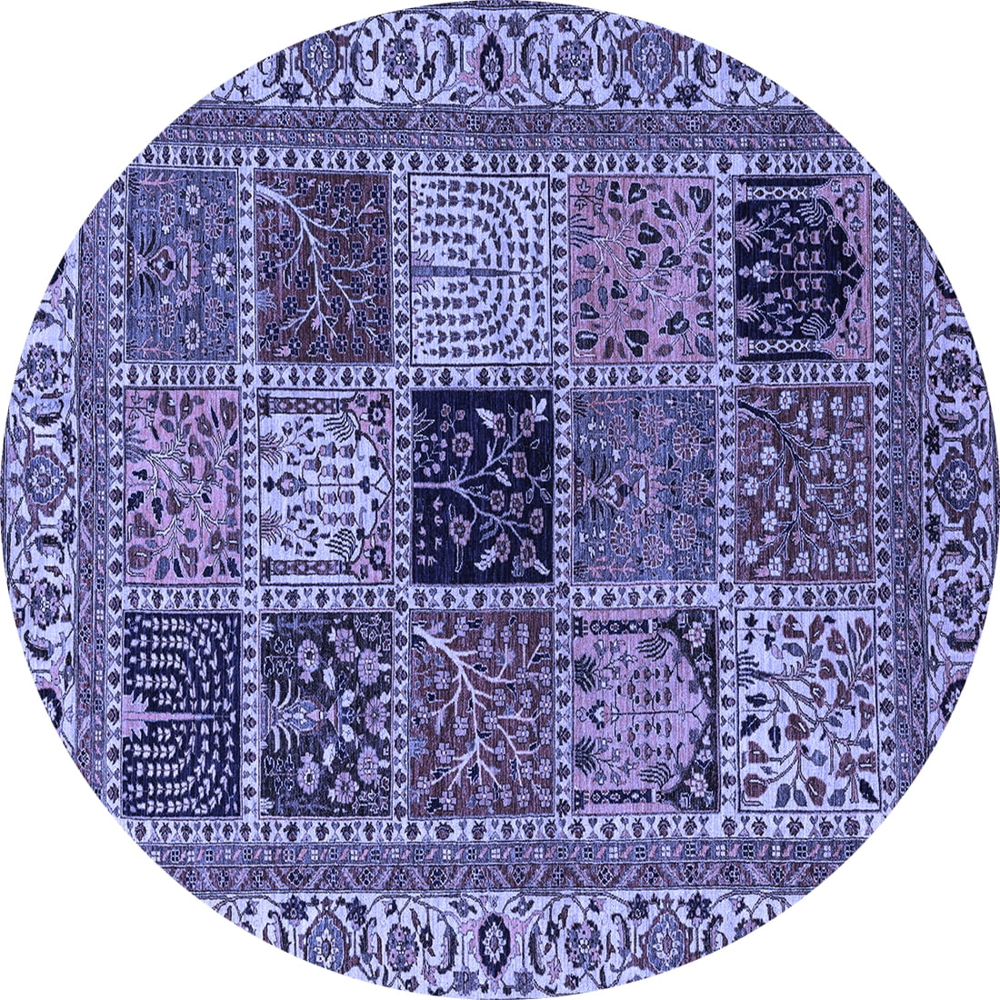 Ahgly Company Indoor Round Abstract Blue Modern Area Rugs, 5' Round ...