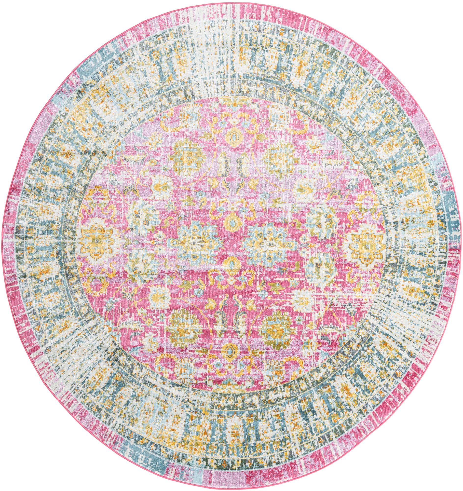 Rugs.com Paragon Collection Rug – 8 Ft Round Pink Medium-Pile Rug ...