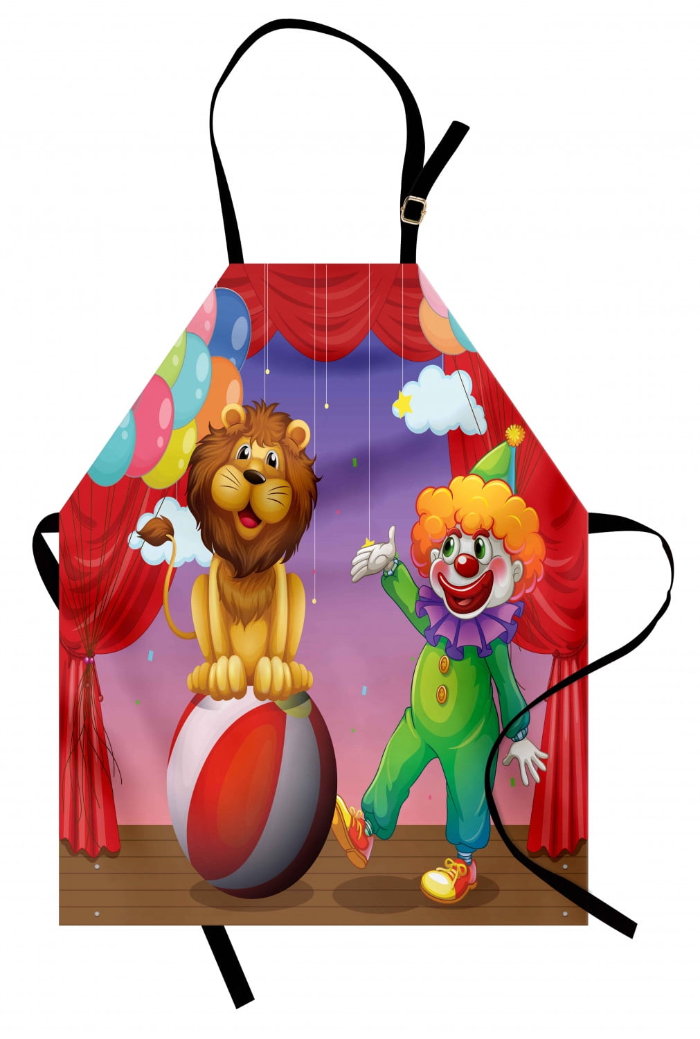 Circus Apron A Lion and a Clown at the Circus Stage Theater Curtain ...