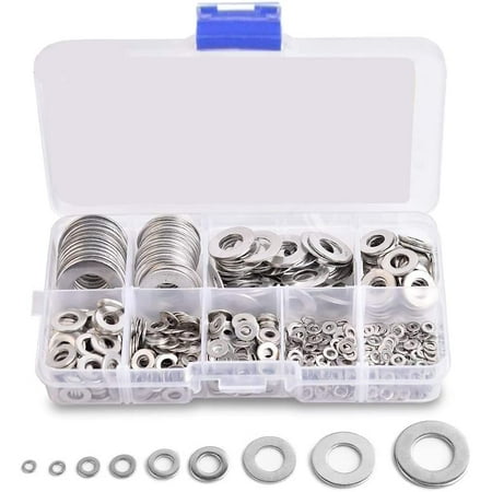 Flat Washers, 580 Pieces 9 Sizes Stainless Steel Flat And Lock Washers Assortment Set | Walmart ...