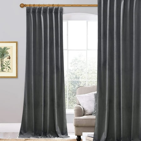 Grey Velvet Curtains 84 inches Long, Thick Luxury Doorway Curtains Back ...