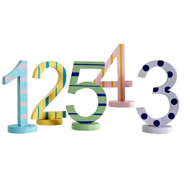 5 Pieces Number Letter Ornaments Statue Number Letters Colored Digital ...