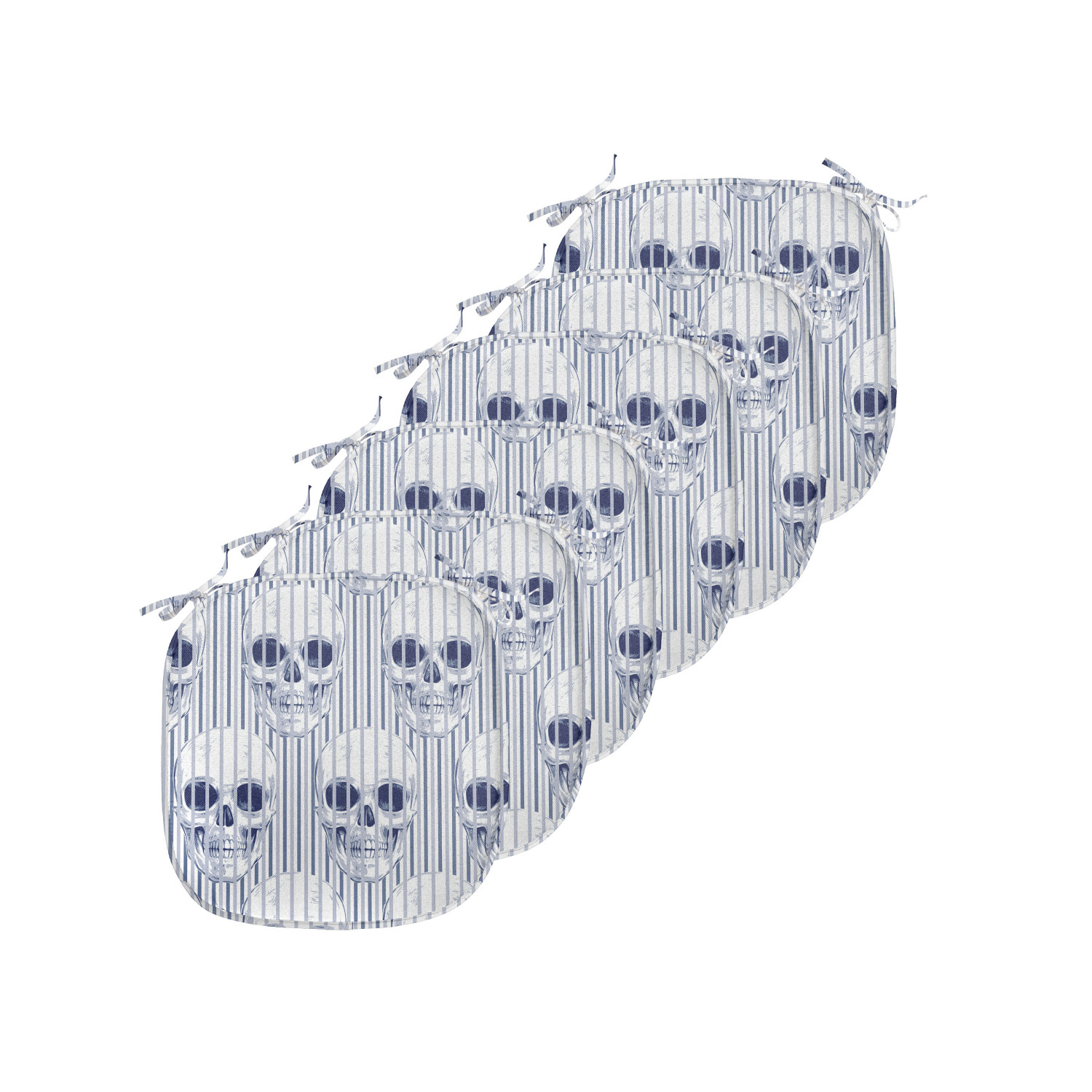 Skull Chair Seating Cushion Set of 6, Skulls and Geometric Shapes with ...