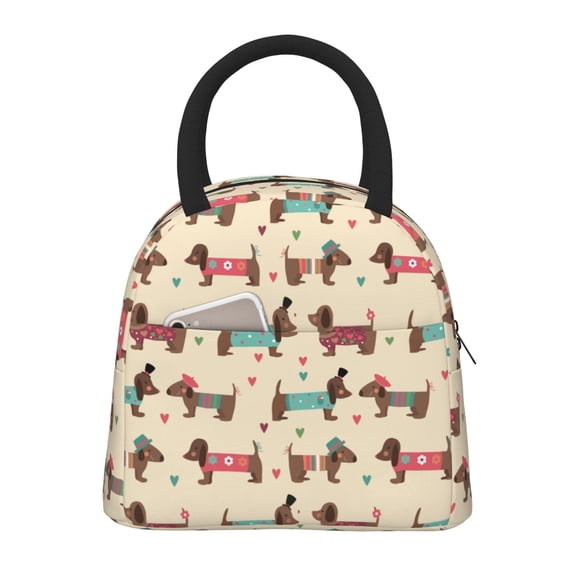 Fotbe Dachshund Dog Puppy Pattern Lunch Bag, Insulated Lunch Box, Small ...