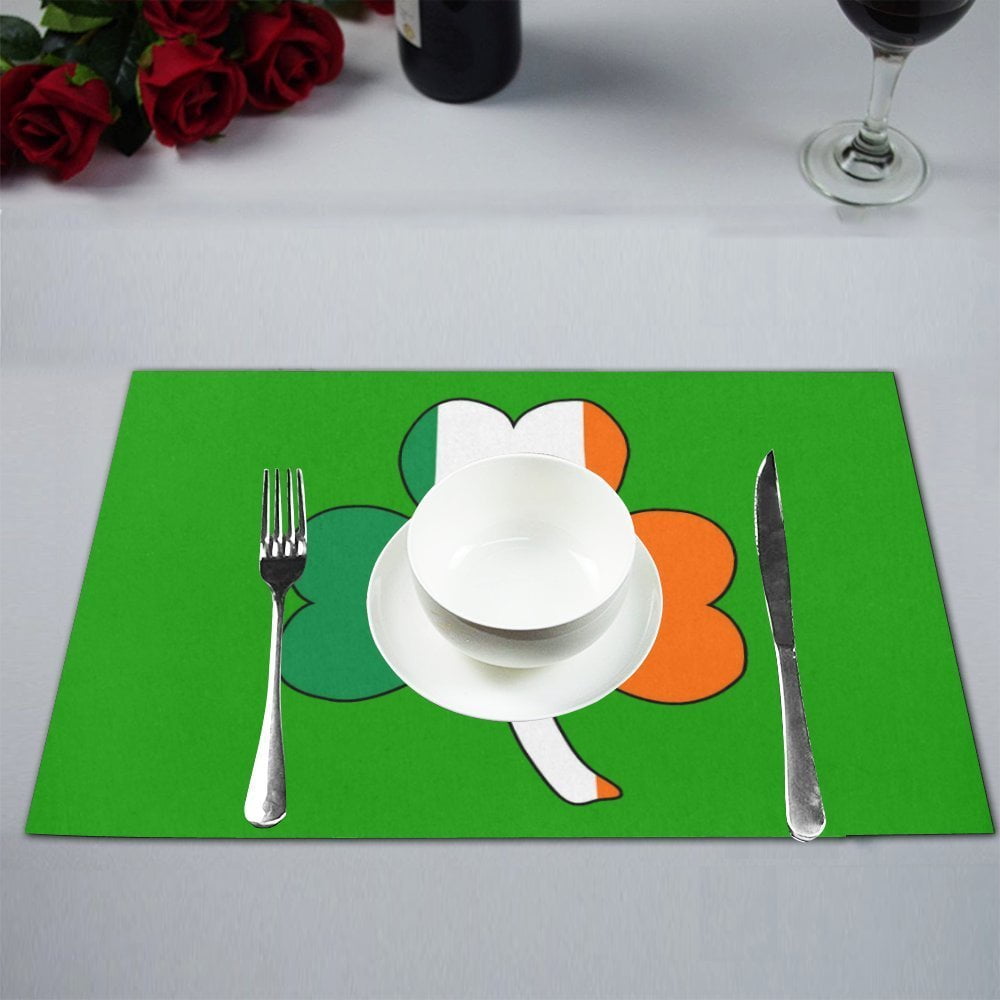 MYPOP Irish Green Lucky Clover Shamrock Table Placemat Food Mat 12x18 ...