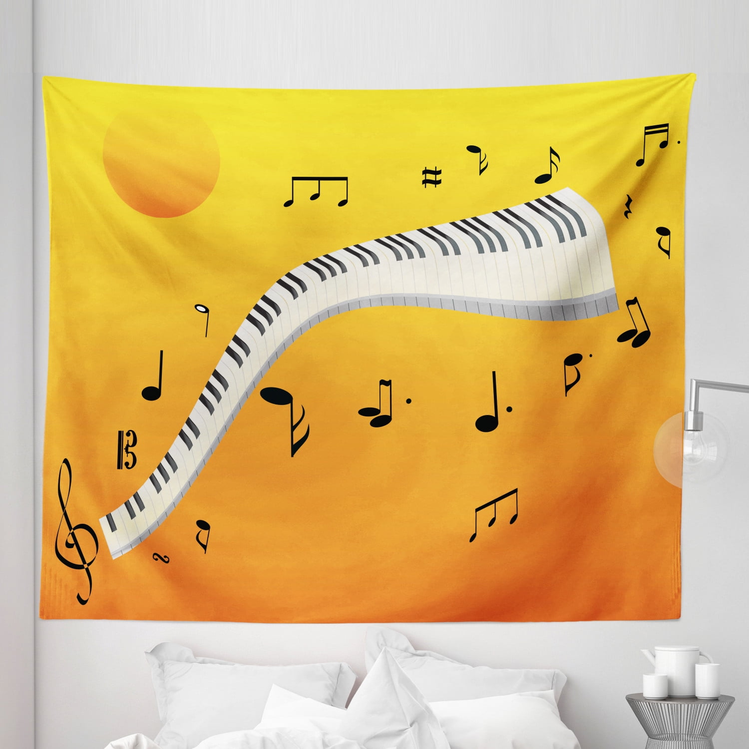 Music Note Tapestry, Joy in the Air as the Sunsets Piano Keys Floating ...