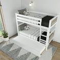 Max & Lily Scandinavian Twin over Twin Bunk Bed For Kids with Storage Trundle Wood, White/Blonde ...