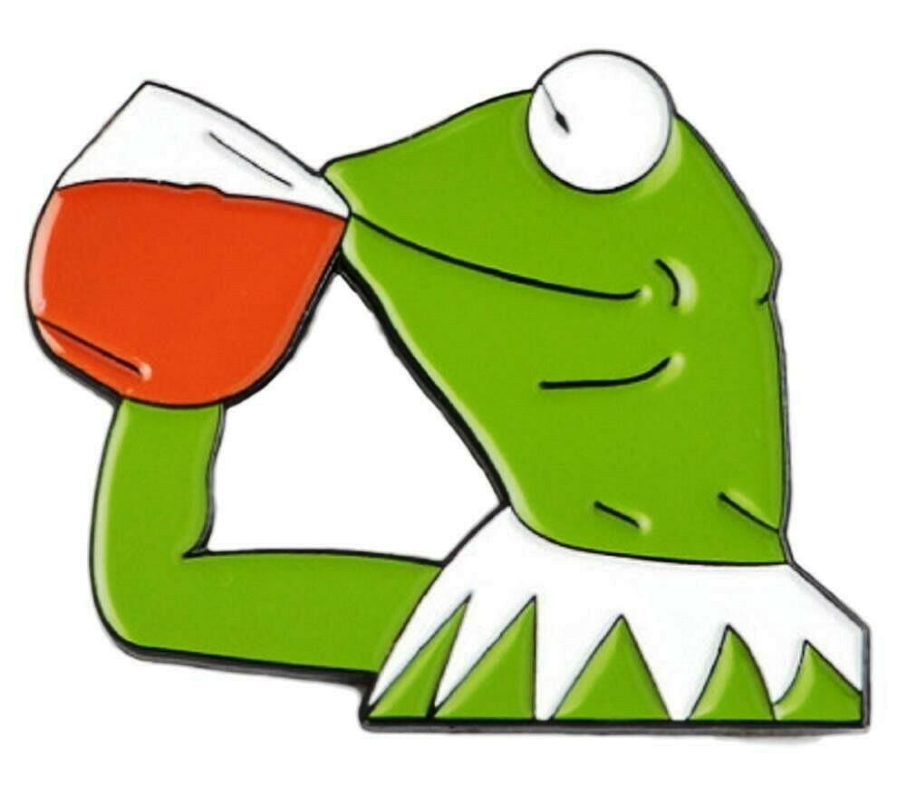 Kermit The Frog Sipping Drink Character1 1/4" Tall Enamel Metal Pin ...