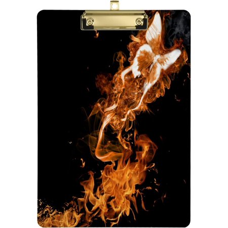 POGLIP Fire Butterfly Stylish Clipboard Hardboard Wood Nursing Clip ...