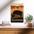 Yellowstone National Park, Bison and Calf Birch Wood Wall Sign (12x18 ...