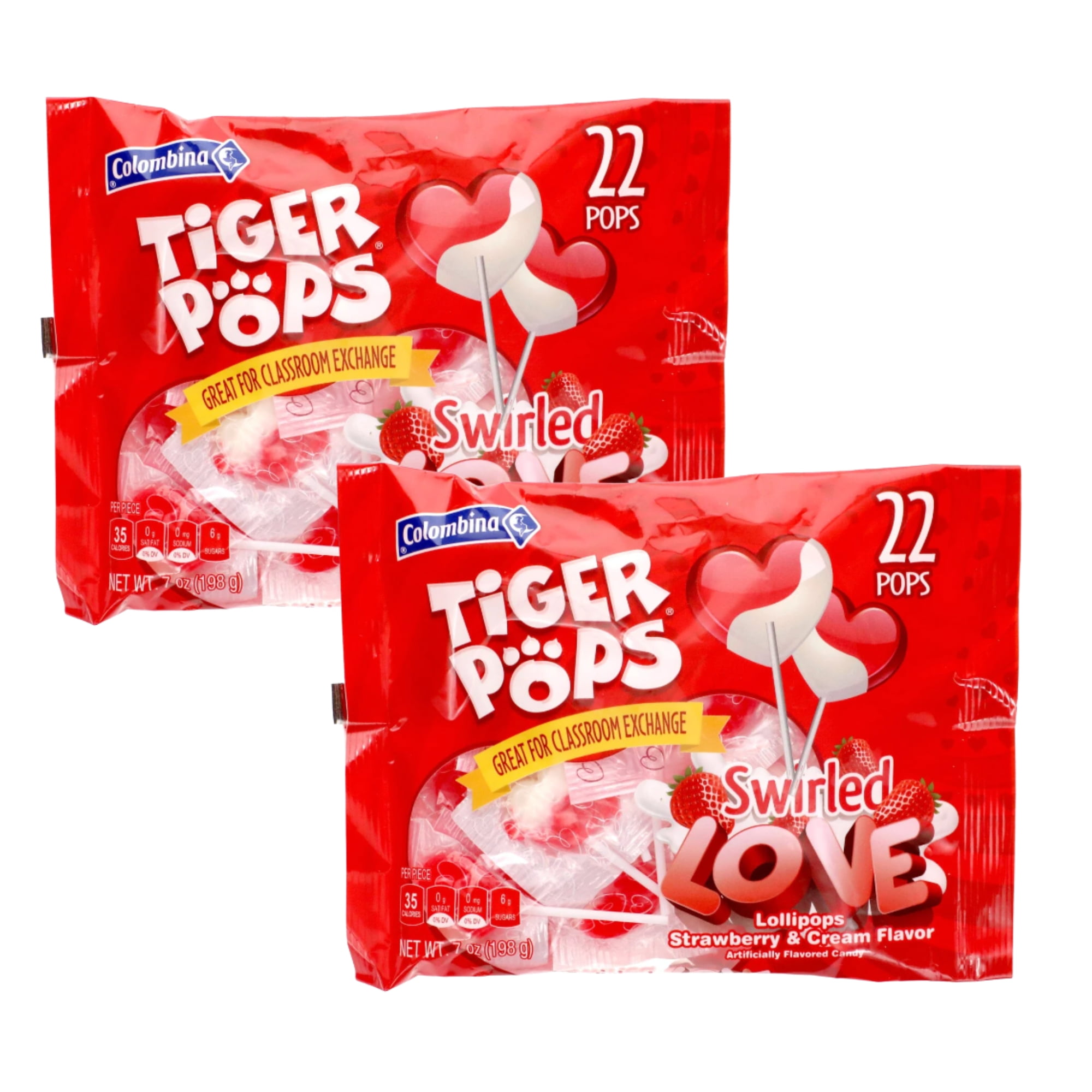 Tiger Pops Swirled Heart Lollipops Strawberry and Cream Flavor Sucker ...
