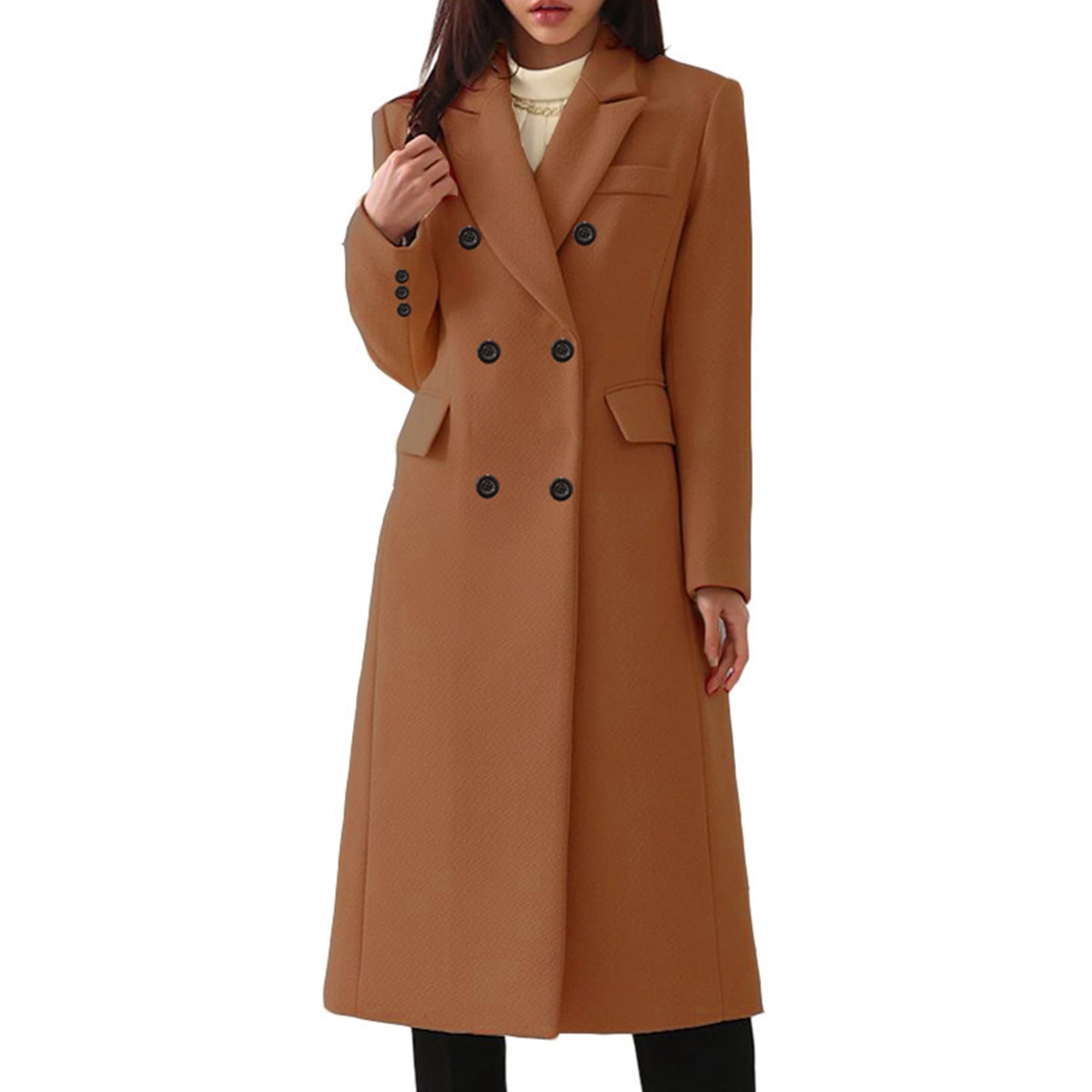 Click here for Bellella Ladies Outwear Double-Breasted Overcoat P... prices