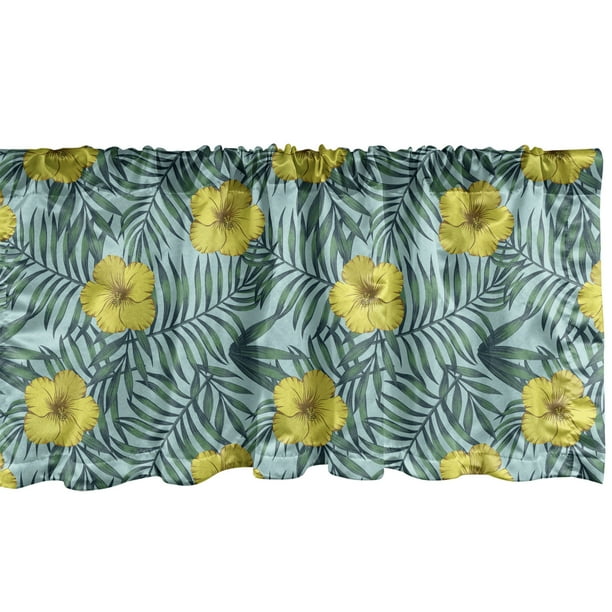 Floral Window Valance Pack of 2, Hawaii Ornamental Hibiscus Flowers ...