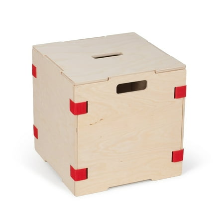 Stackable Wood Cube Storage Boxes - Red- 1 Box with Lid - Walmart.com