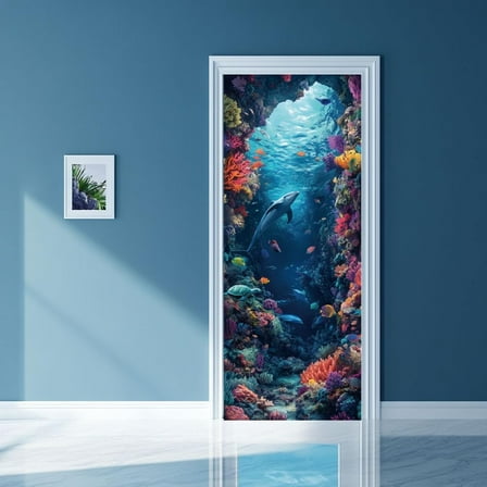 2 Pcs Self-Adhesive Door Sticker 31.5"x78.7" Early Morning Design Door ...
