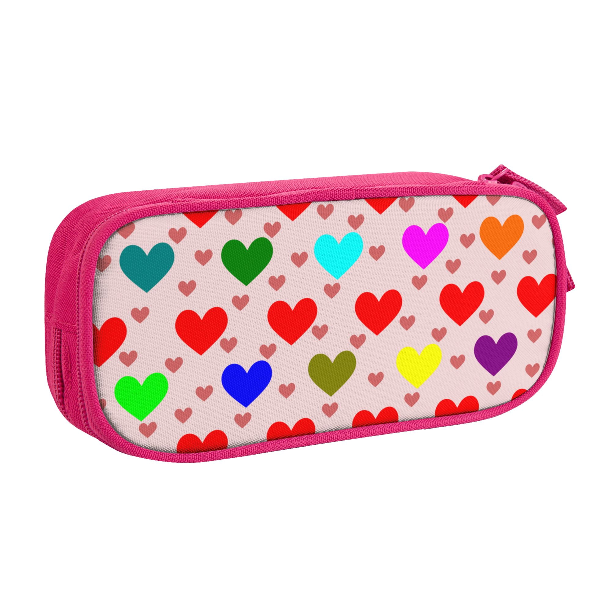 TEQUAN Large Capacity Pencil Case, Romance Love Hearts Pattern Pencil ...