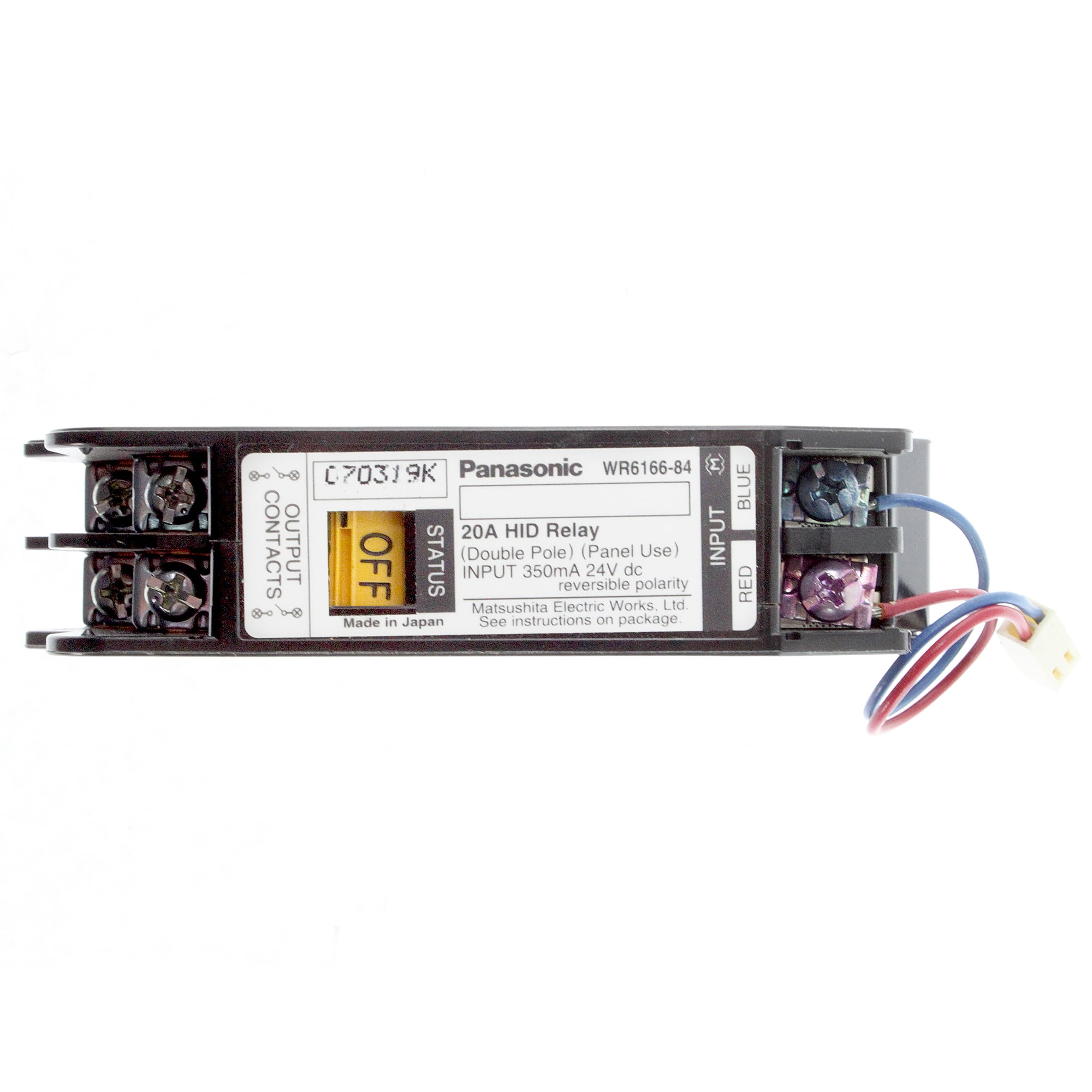 Panasonic WR6166-84 Double Pole Panel Relay, Reversible Polarity, 20A ...