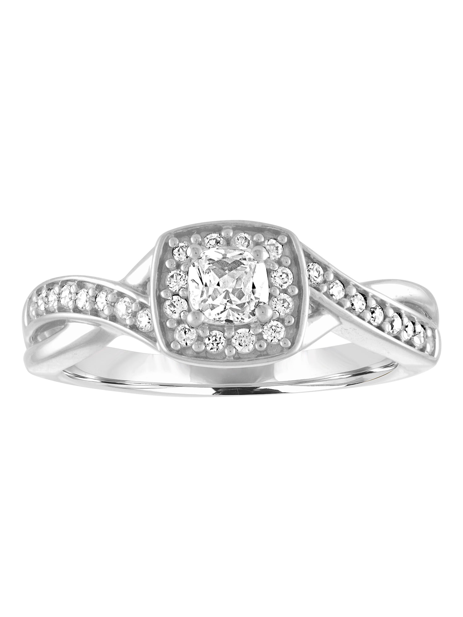 Brilliance Fine Jewelry White CZ Sterling Silver Ladies Cushion Promise ...