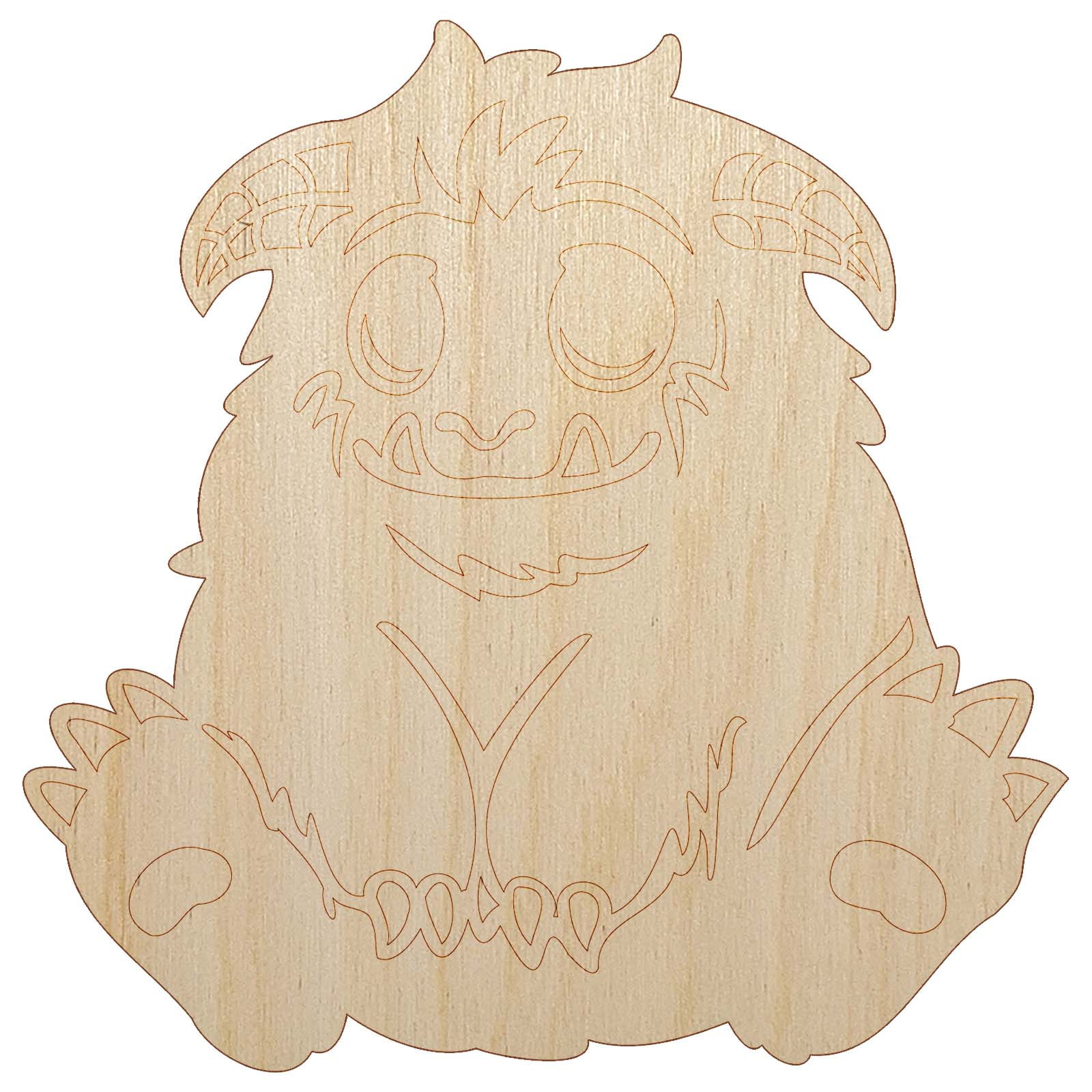 Chibi Sitting Yeti Abominable Snowman Wood Shape Unfinished Piece ...