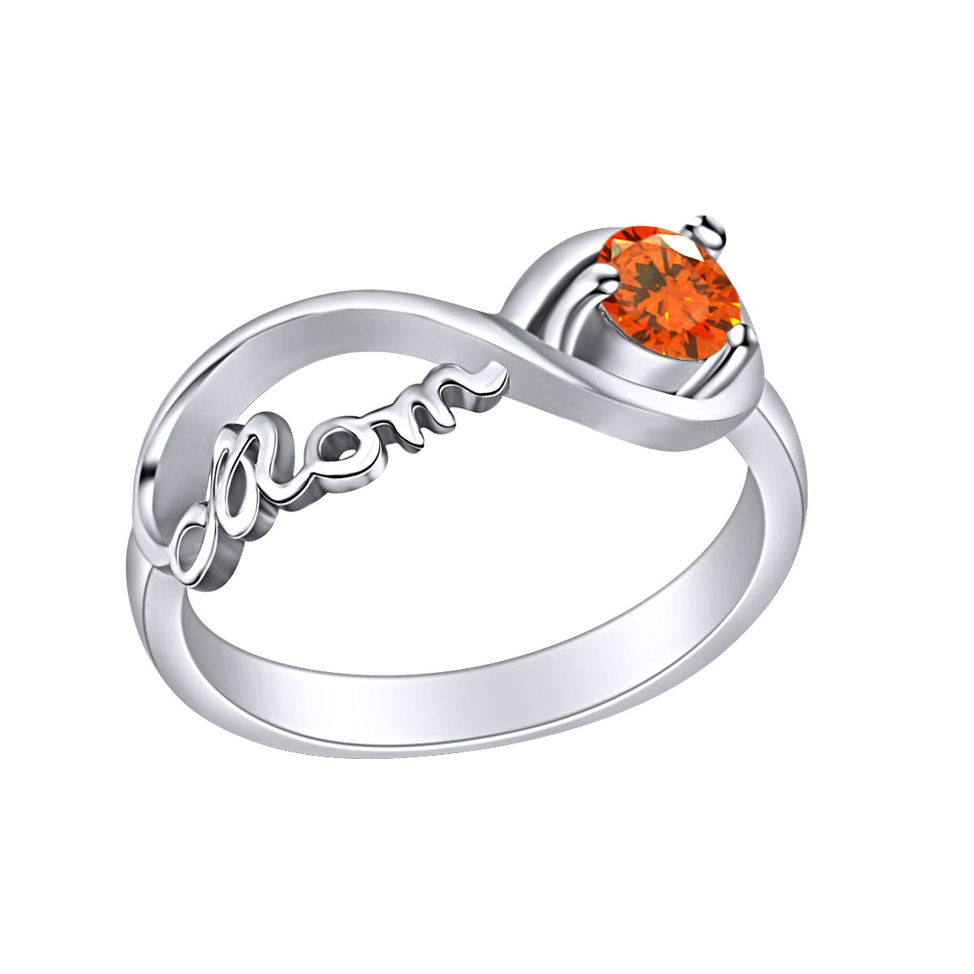 Mother's Day Jewelry Round Shpe Simulated Citrine Mom Infinity Ring 14k ...