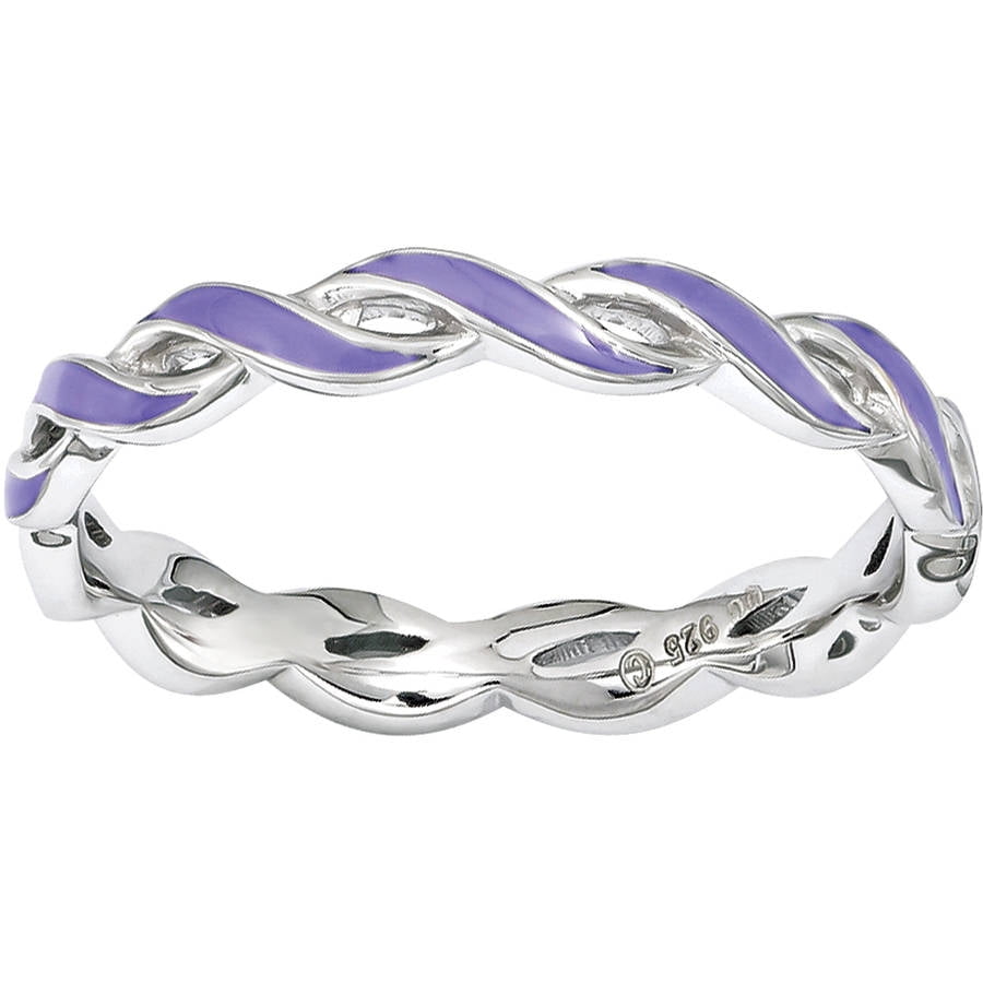 Sterling Silver Purple Enamel Ring - Walmart.com