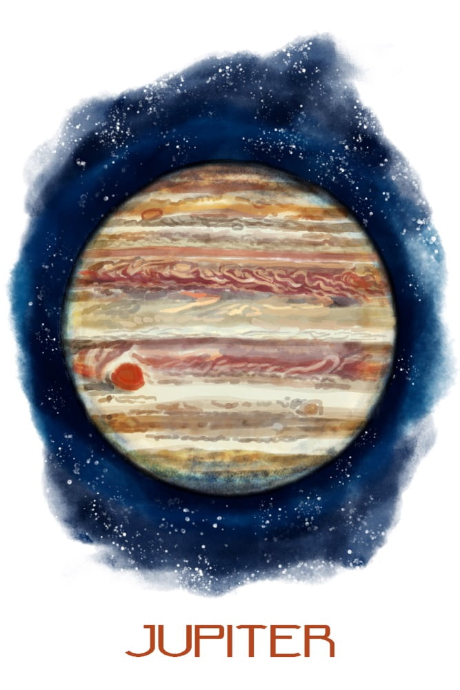Jupiter, Watercolor (16x24 Giclee Gallery Art Print, Vivid Textured ...