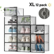 Jakmean X-Large Organized Plastic Shoe Storage Box, Stackable Shoe Rack ...
