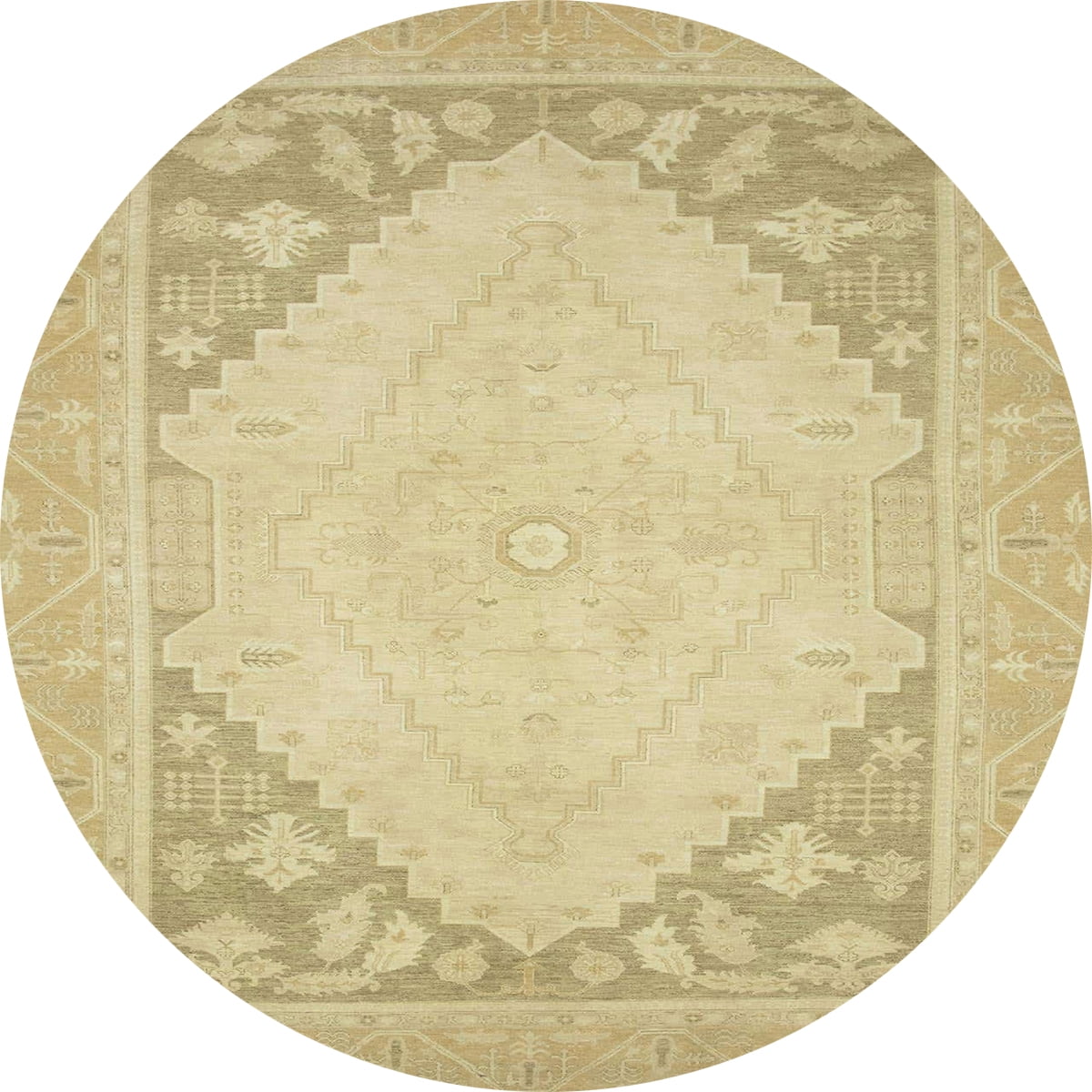 Ahgly Company Indoor Round Abstract Metallic Gold Oriental Area Rugs, 5 ...