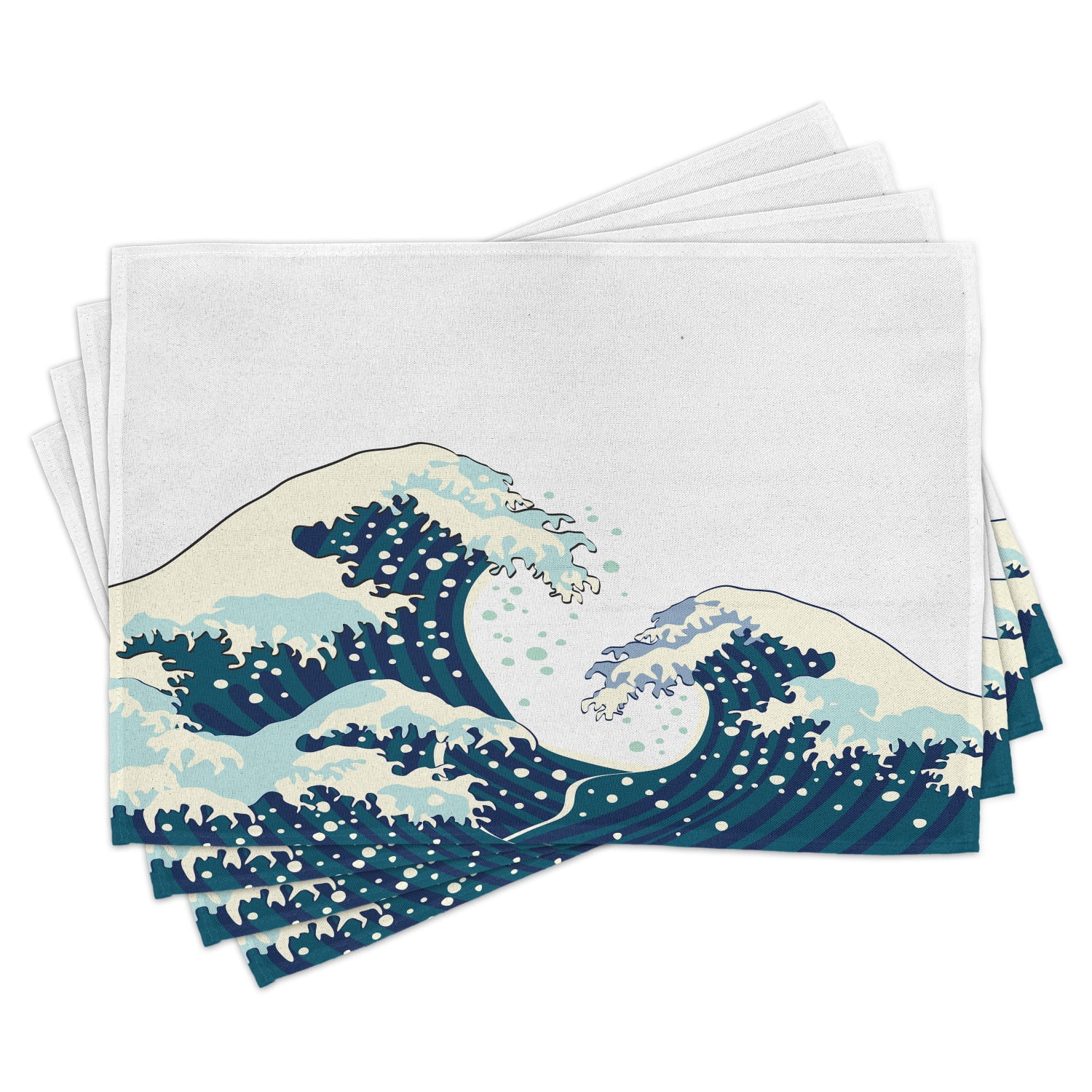 Ambesonne Japanese Place Mats Set of 4, Ocean Surfing Aquatic, Standard ...