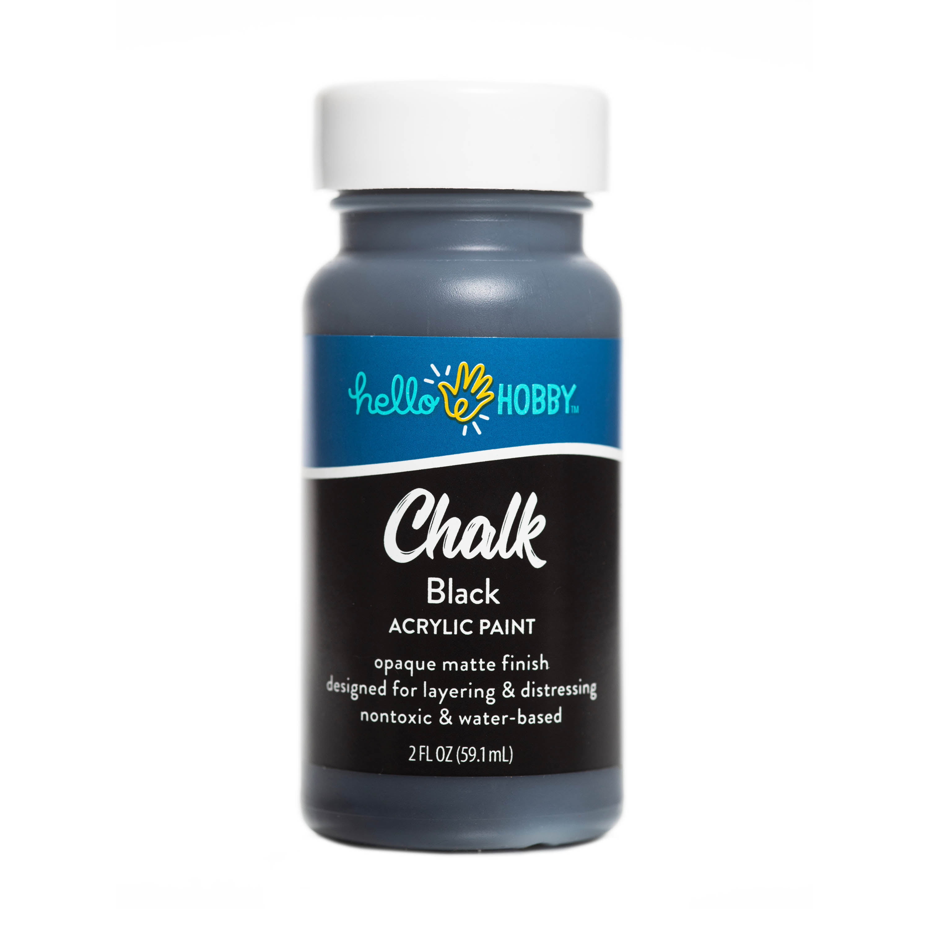 Hello Hobby Chalk Acrylic Paint, Ultra Matte, Black, 2 fl oz #40546 ...