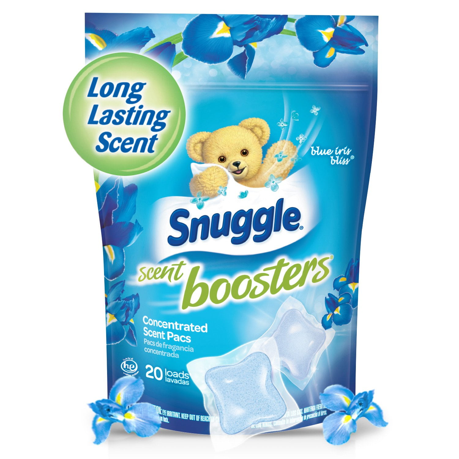 Snuggle Laundry Scent Boosters Concentrated Scent Pacs, Blue Iris Bliss, Pouch, 20 Count