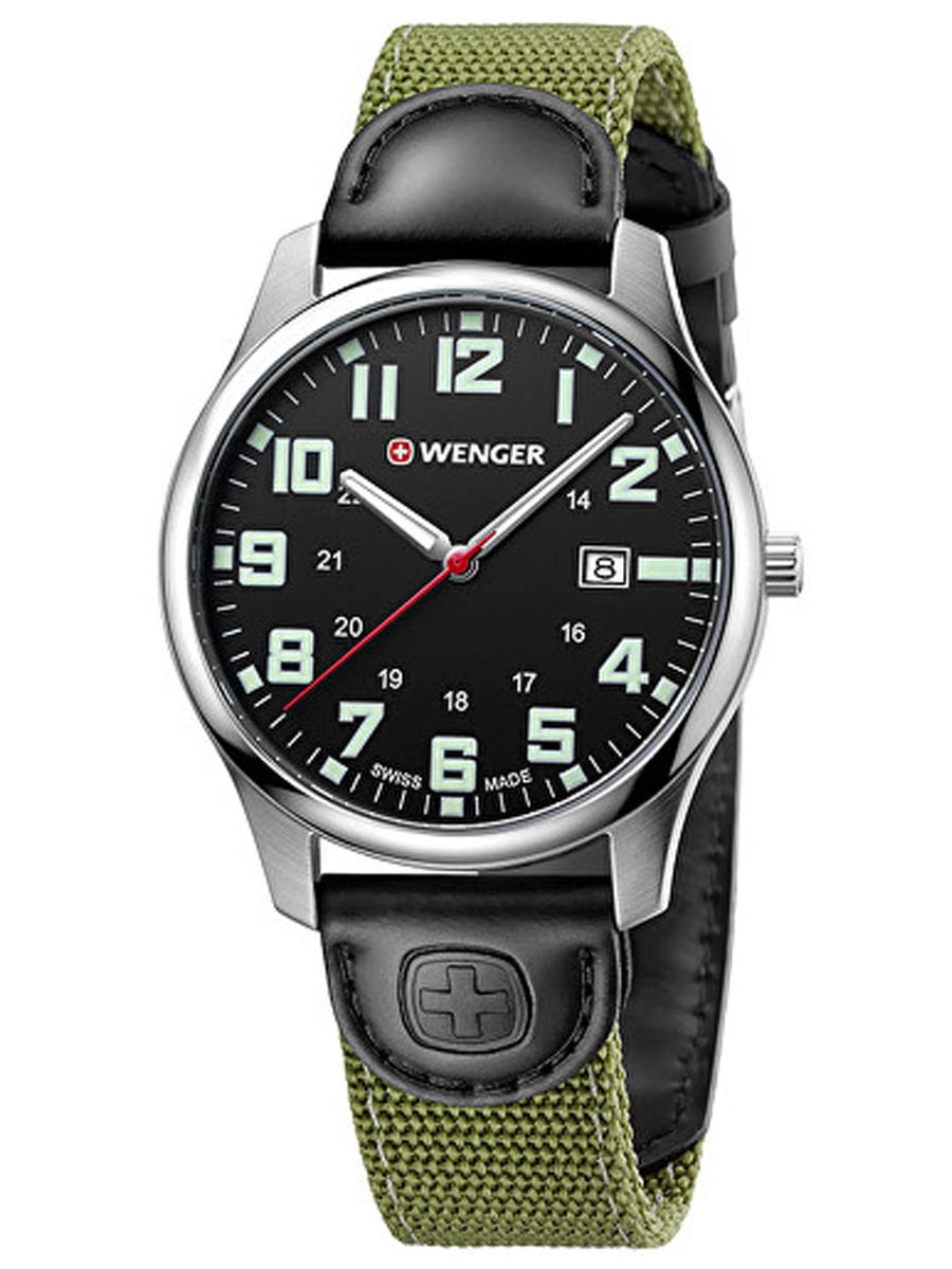 Wenger Men's 01.1441.113 Active City Black Dial Green Fabric and ...