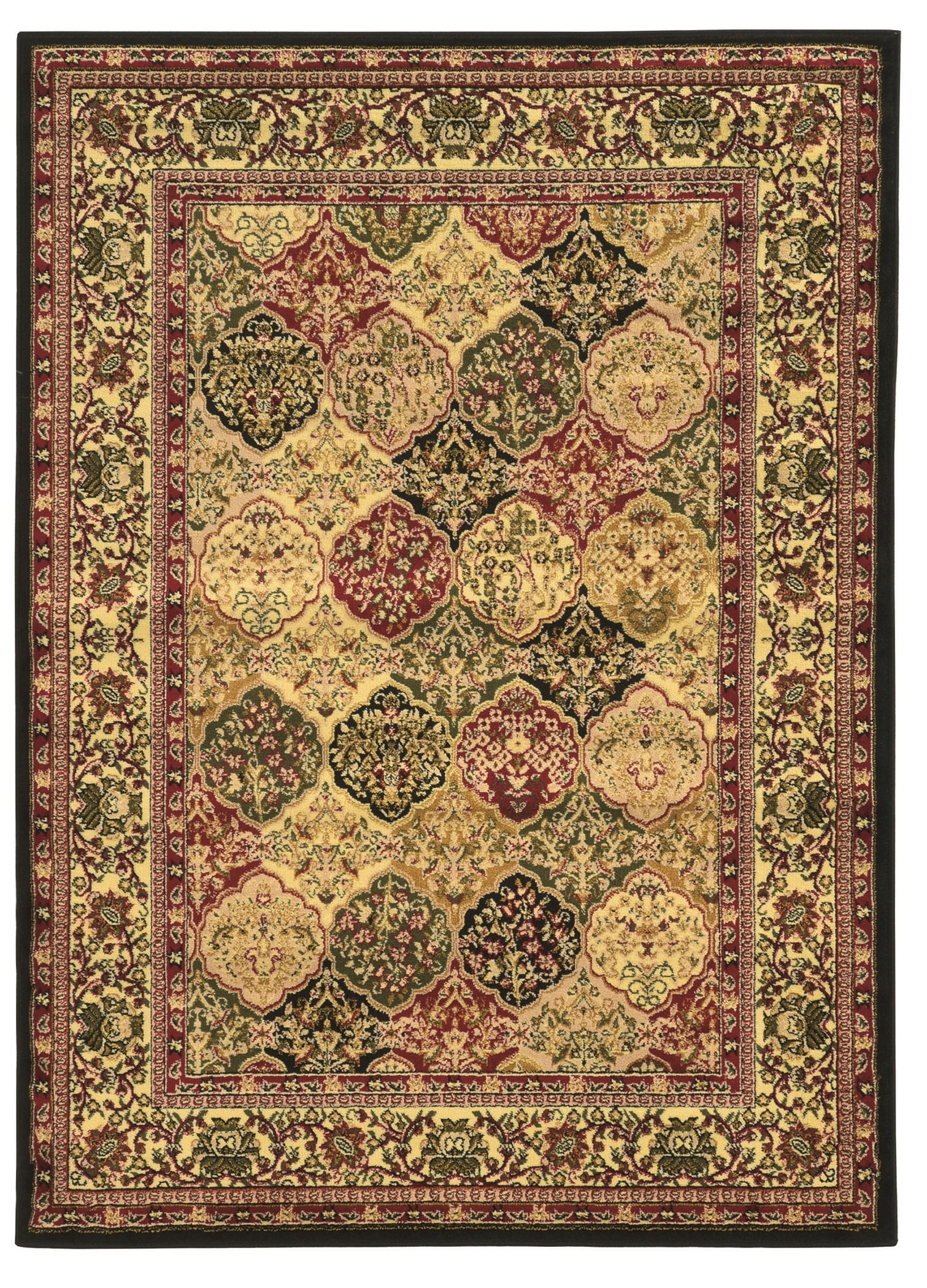 Linon Elegance Flowers & Plants Transitional Area Rug, Black, 2' x 3 ...