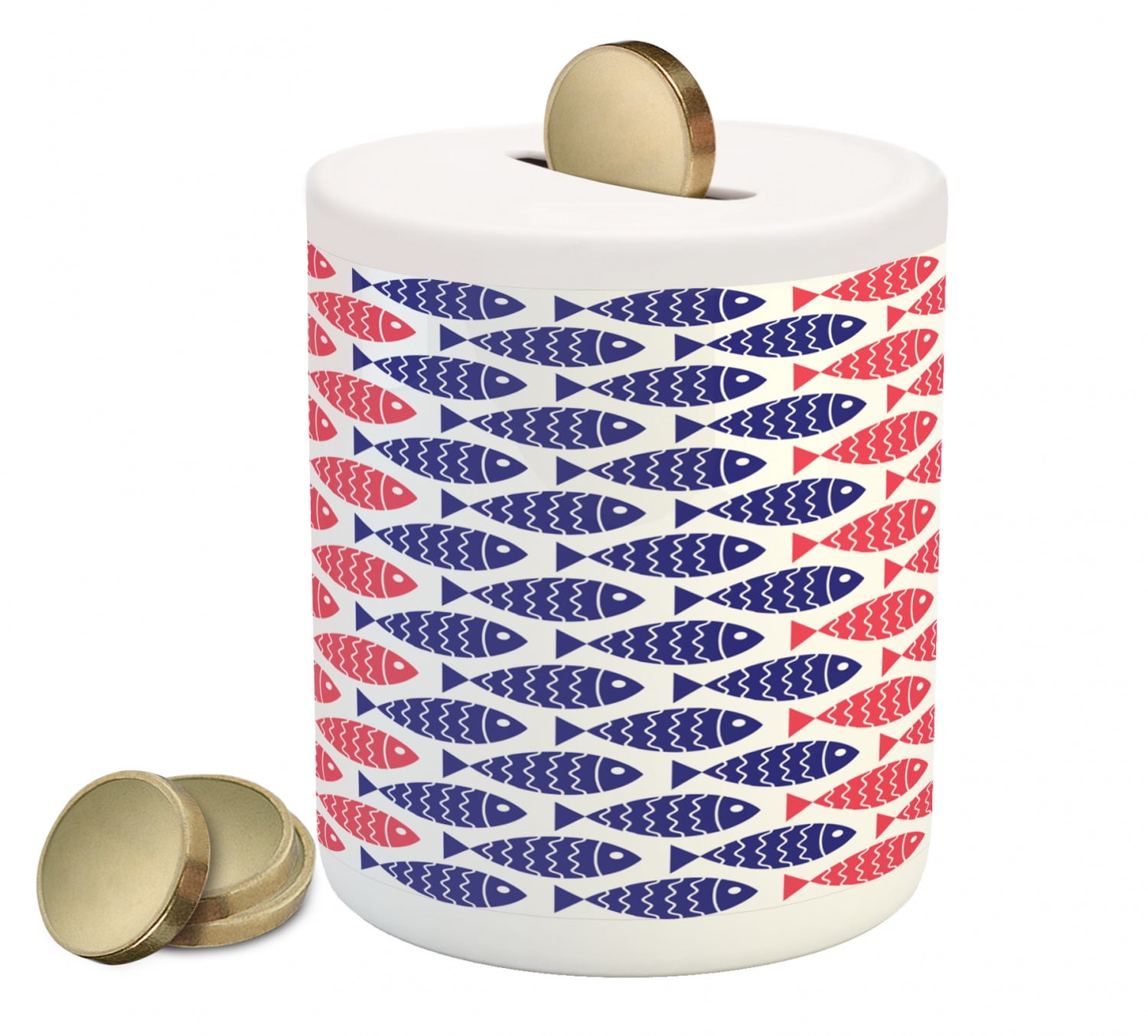 Fish Piggy Bank, Nautical Theme Design Illustration of Fish on White ...