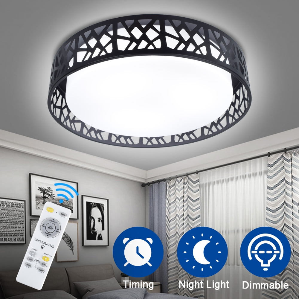 DingLiLighting 35W Modern Dimmable Ceiling Light with Remote, 18.5" LED ...