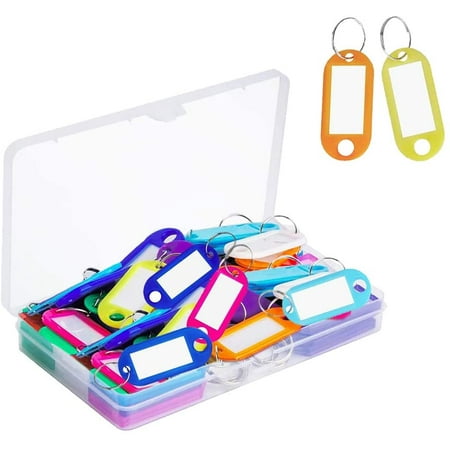 50 Pack Plastic Key Fobs with Split Ring, ID Tags, Baggage Tags ...