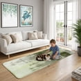 Abstract Art Washable Runner Rug 3X5 ft Vintage Green Collage Oil ...