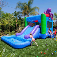 JumpOrange Inflatable Ninja Bouncer with Water Slide and Blower for ...