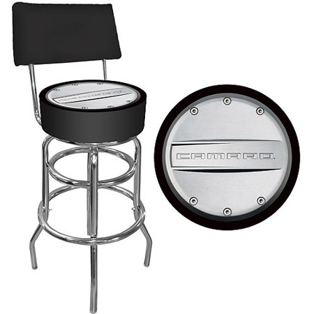 Trademark Camaro 40" Padded Bar Stool with Back, Chrome - Walmart.com